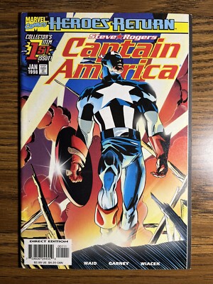 CAPTAIN AMERICA 1 RON GARNEY COVER MARK WAID STORY MARVEL COMICS 1998 A ...