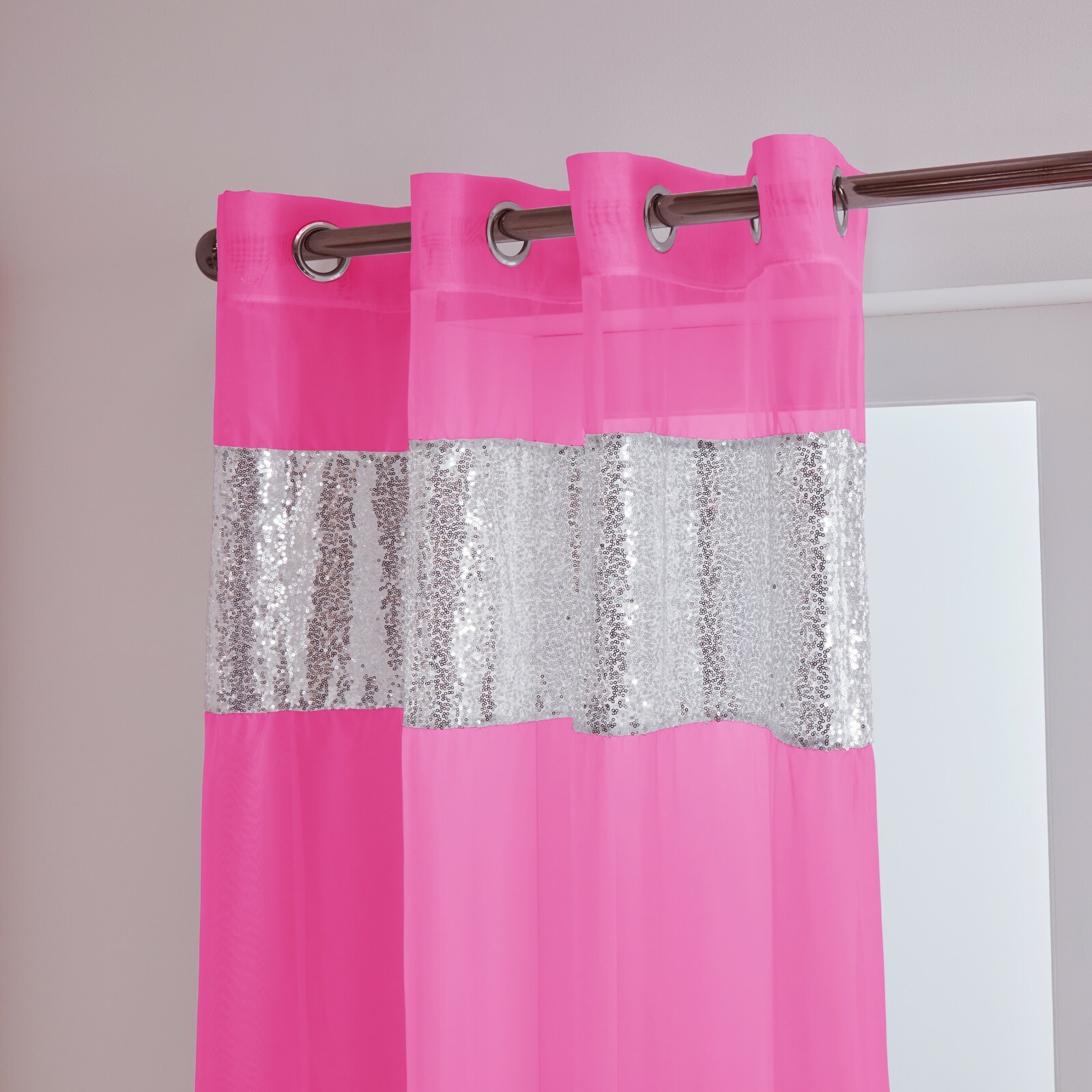 Sparkle Voile Eyelet Curtain Panel With Luxurious Sequin Border | eBay