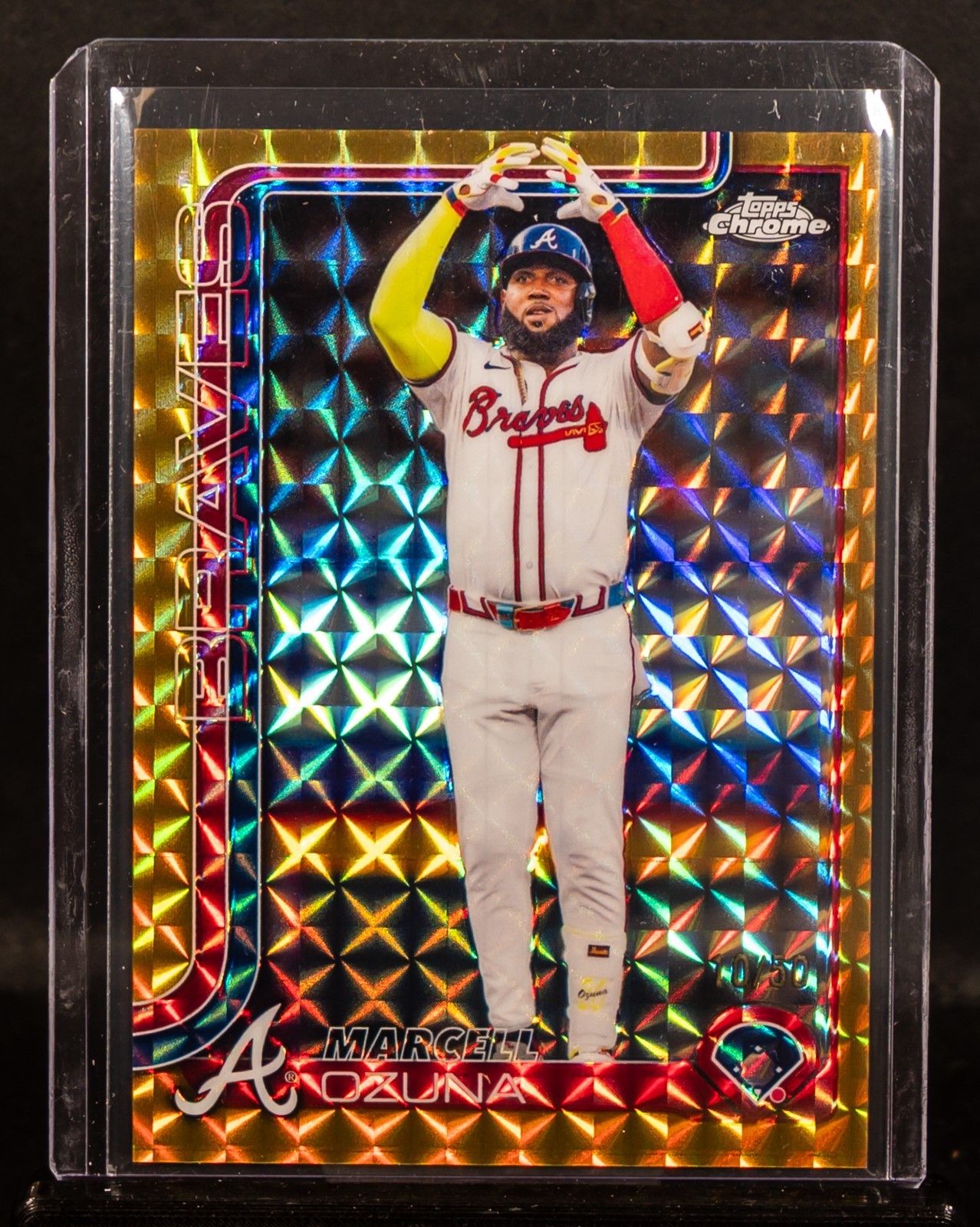 Marcell Ozuna 2025 Topps Chrome #250 Gold Geometric Refractor /50 Price ...