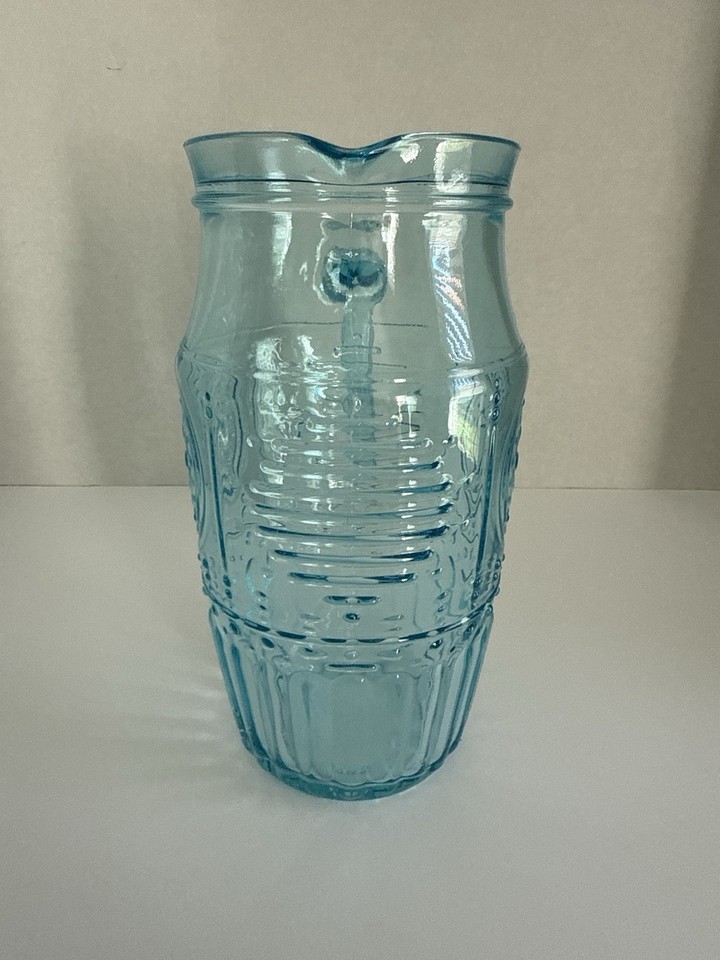 Victorian Inspired Bormioli Blue Embossed Pitcher Made In ITALY | eBay