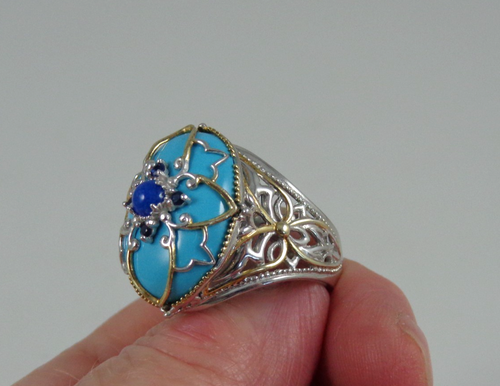 NH 925 Michael Valitutti Sterling Silver Turquoise Lapis Domed Ring Sz ...