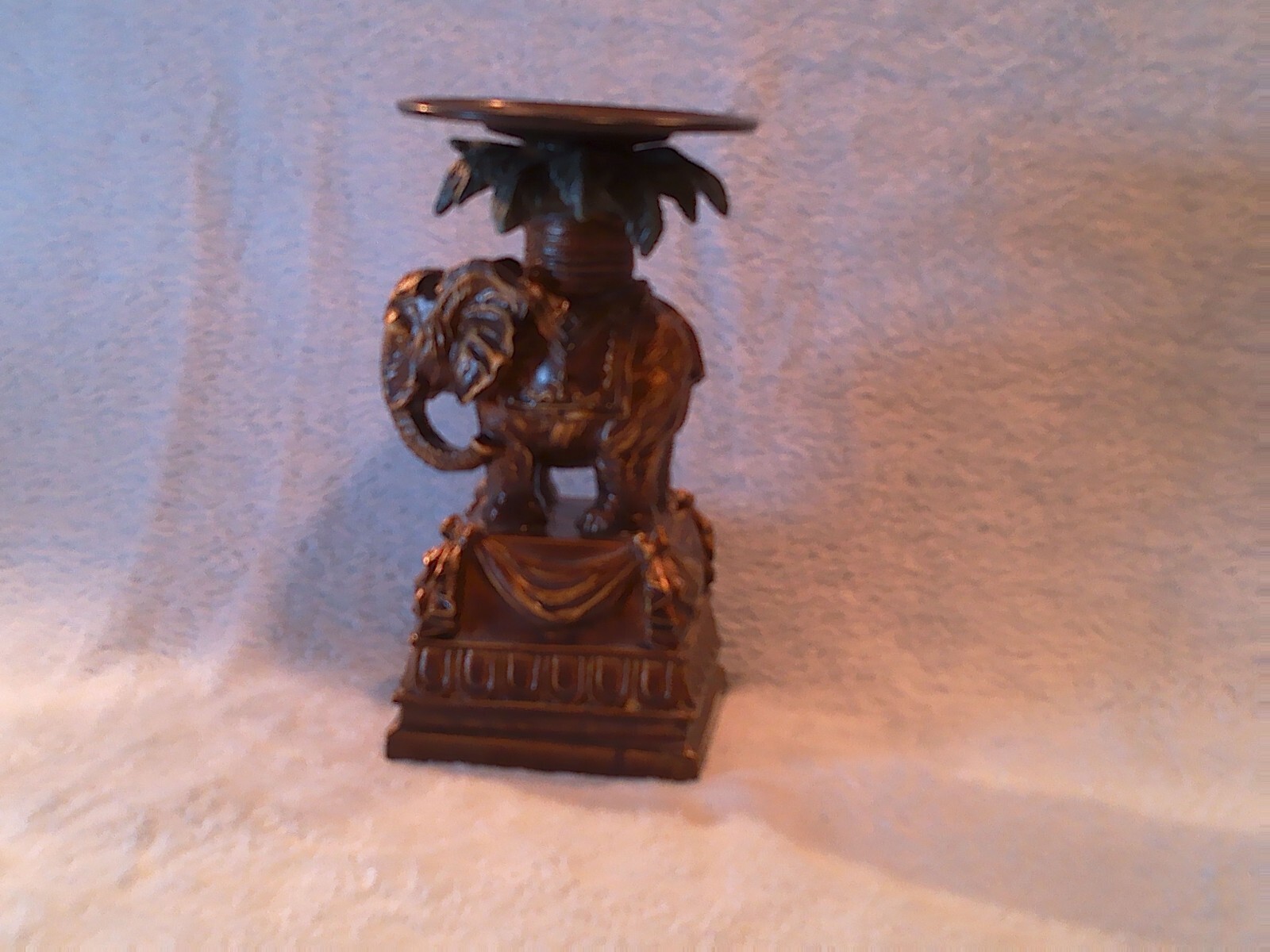 Elephant on Podium Pillar Candlestick Holder, Brass Coloring | eBay