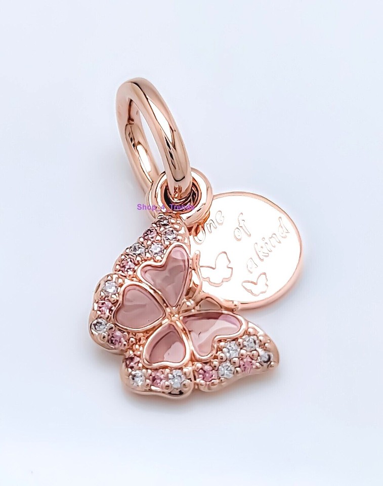 New 100% PANDORA Jewelry 782555C01 Pink butterfly One of a Kind Quote ...