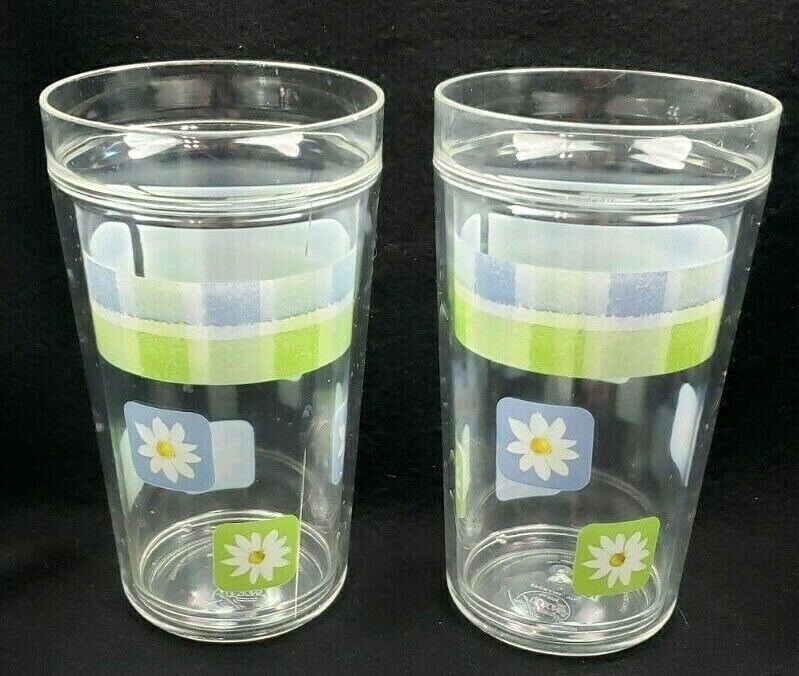 Rare 2002 Zak! Design 32 Piece Melamine Green & Blue Daisy Plaid ...