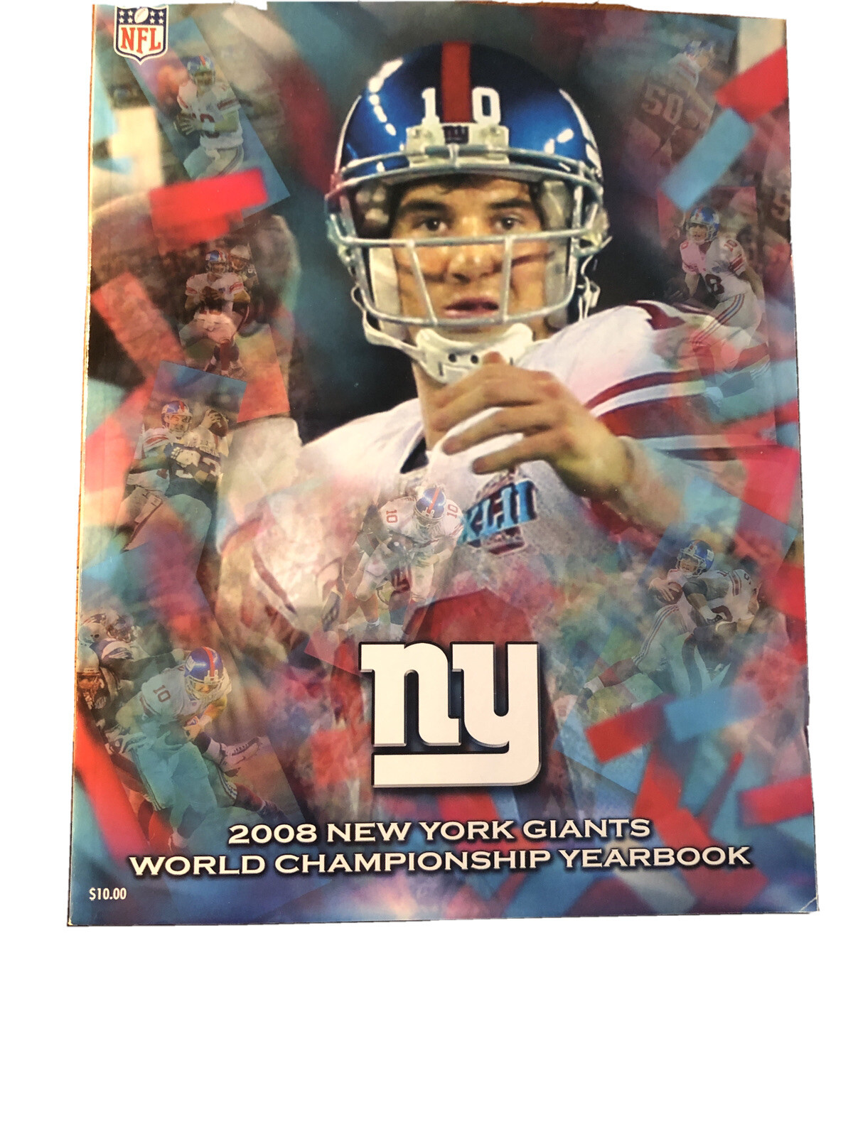 2008 NY GIANTS FOOTBALL WORLD CHAMPIONSHIP YEARBOOK ELI MANNING COVER ...