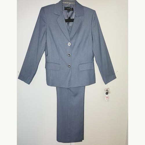 NWT KASPER BLUE 2 PIECE PANTSUIT 12P FULLY LINED, FRONT ZIPP, 29 ...