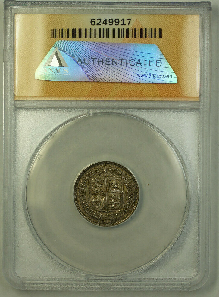 1887 Great Britain Silver 6 Pence Coin Shield Reverse ANACS AU 58 ...