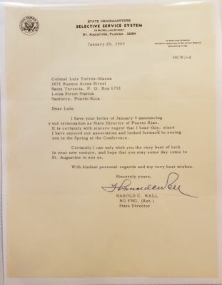 VINTAGE SELECTIVE SERVICE LETTER / ST AUGUSTINE FLORIDA 1969 | eBay