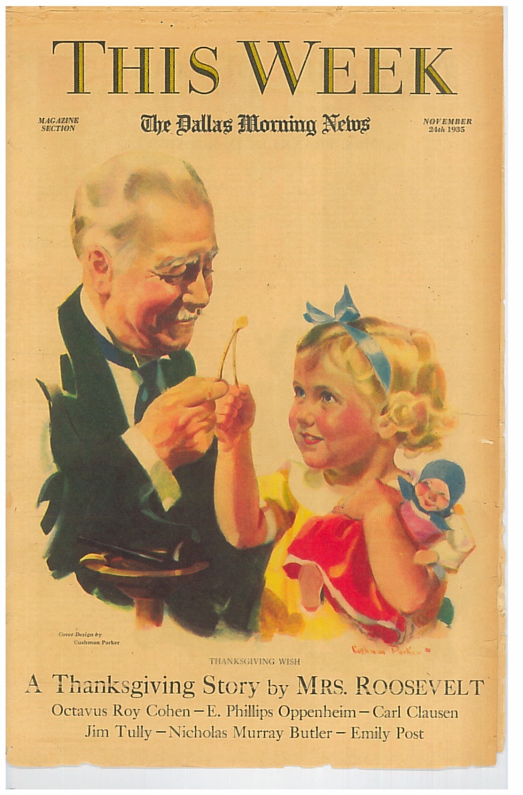 This Week Magazine 24 November 1935 Cushman Parker Eleanor Roosevelt ...