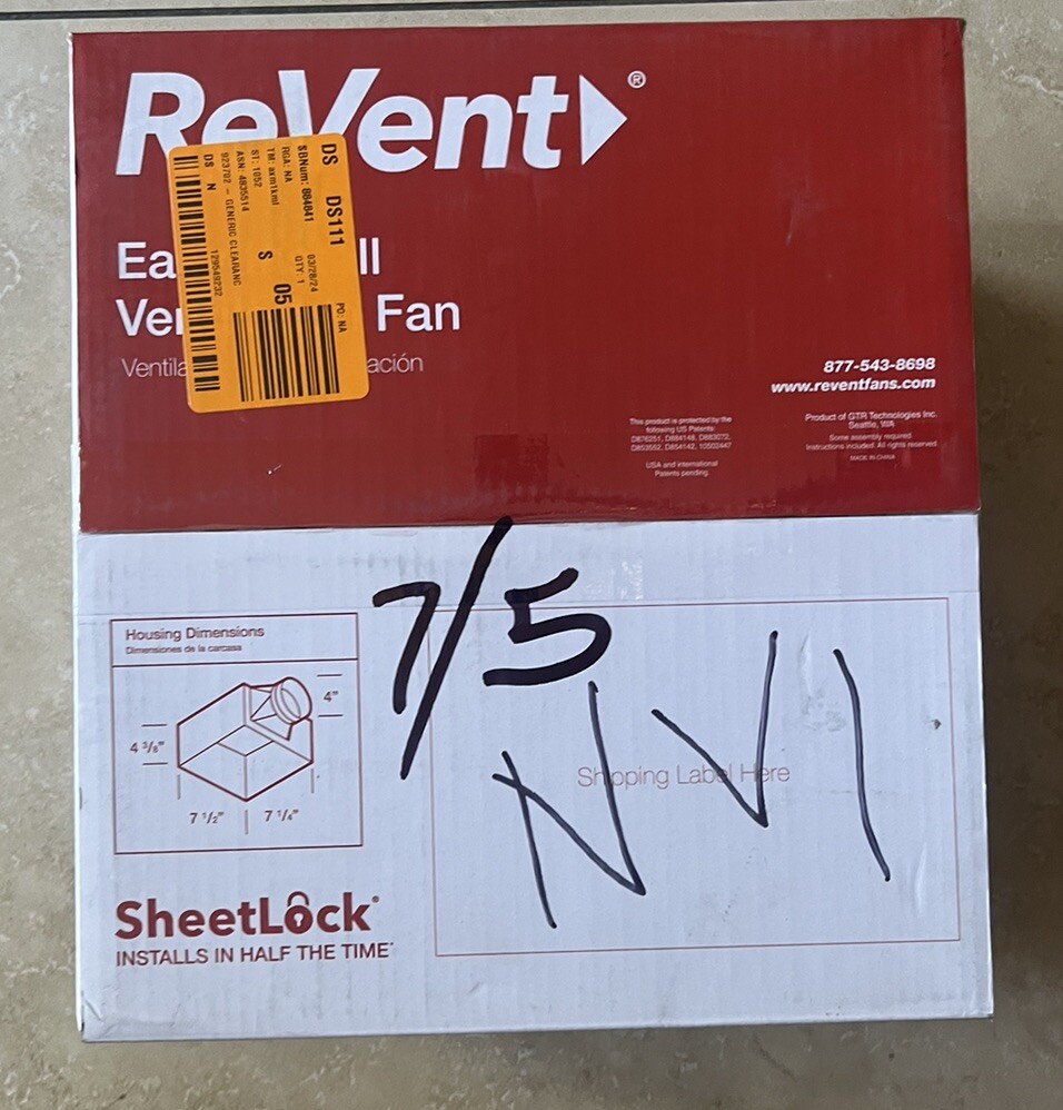 Revent Rvs50 50 CFM Bathroom Ventilation Fan 4in White Easy Install for ...