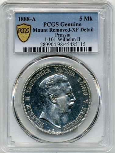 Rare 1888-A 5 Marks German States, Prussia, Wilhelm II - J-101 - PCGS ...