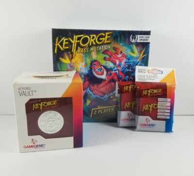 Keyforge Starter Bundle Mass Mutation 2 Player Set Red Vault Deck Box ...