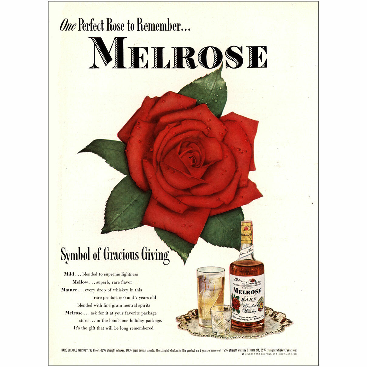1948 Melrose Whiskey: Symbol of Gracious Giving Vintage Print Ad | eBay