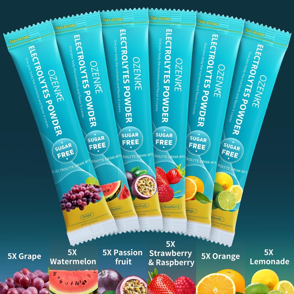OZENKE Electrolytes Powder Packets 30 Sticks Hydration Packets Sugar ...