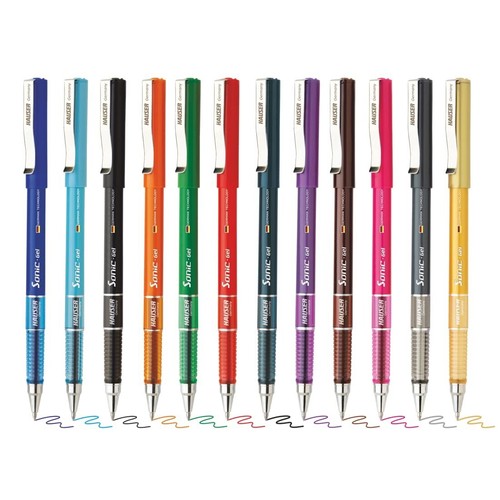 12XHauser Sonic 0.55mm Multicolor Pen Stylish Metal Clip Refillable ...