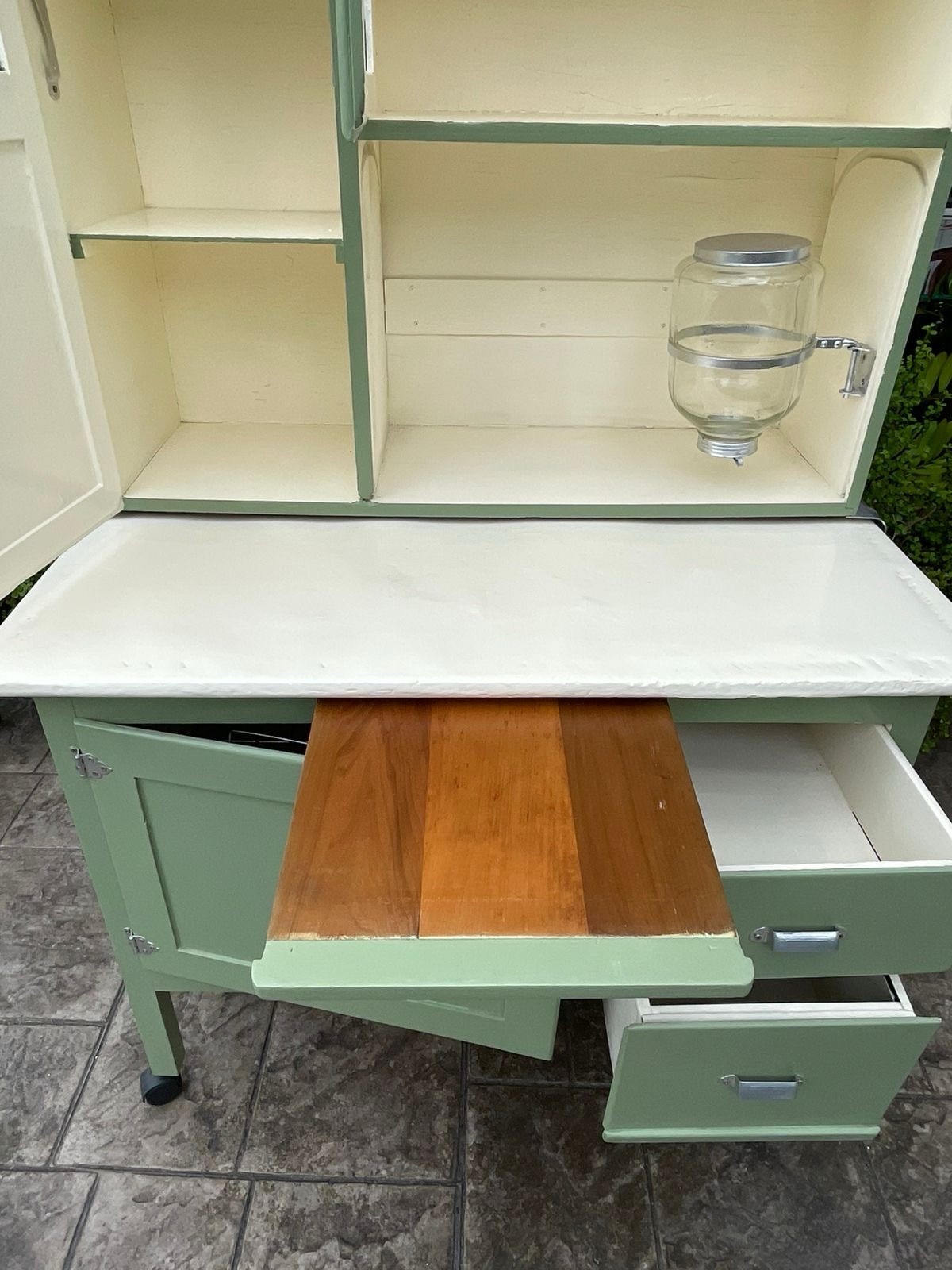 Antique Hoosier Cabinet – Enamel Top, Flour Bin, Storage – Local Pickup ...