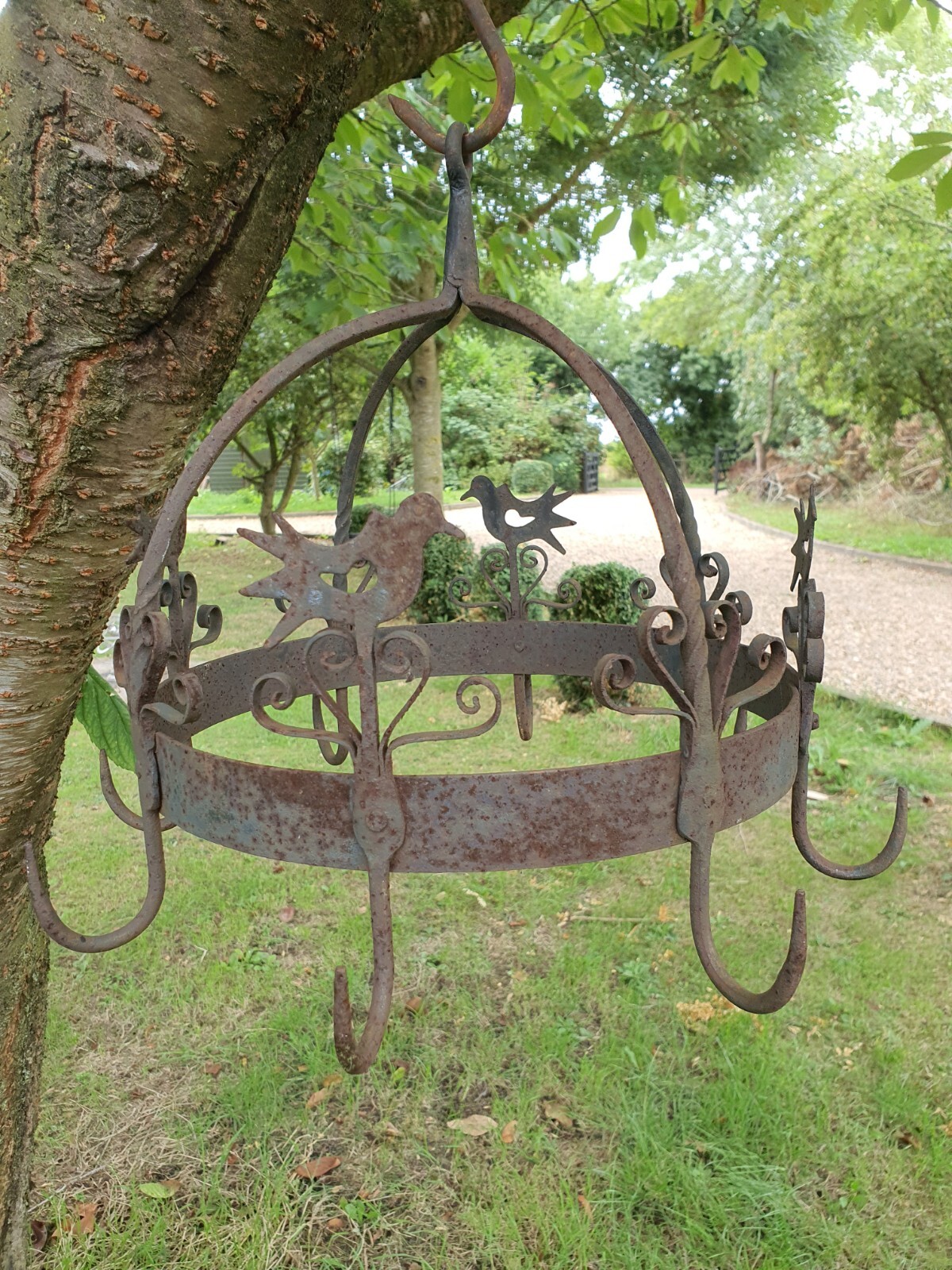 18th C Blacksmith Made Wrought Iron Game Hanger Hooks Country Kitchen ...
