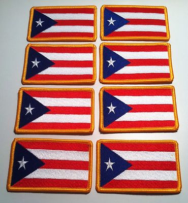 8 Puerto Rico Flag Iron On Patch Boricua MC Biker Emblem Gold Border | eBay