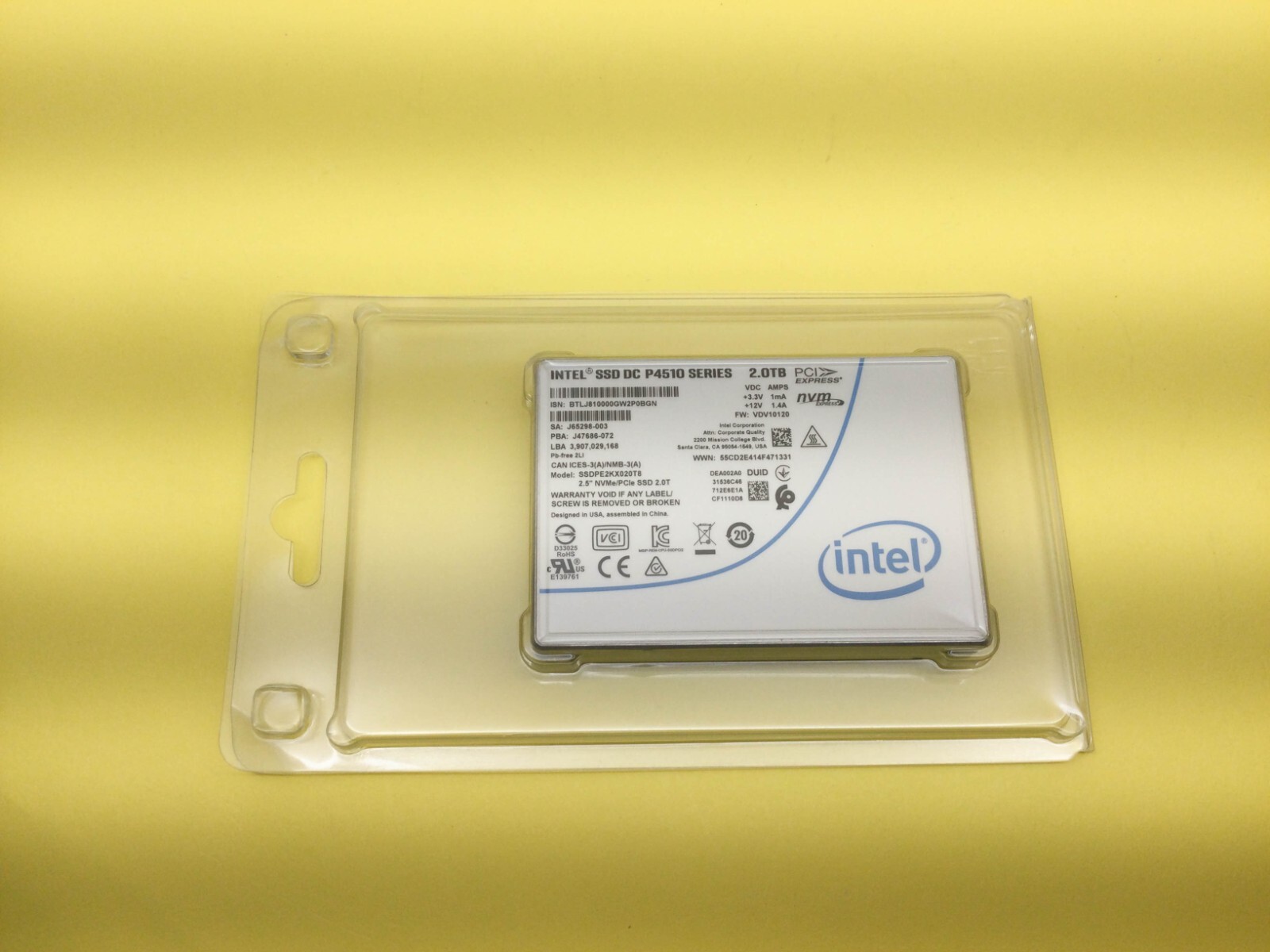 Intel DC P4510 Series 2TB NVME PCIe U.2 2.5in SSD SSDPE2KX020T8 | eBay