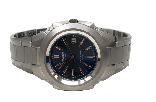 Casio MTP3050D-2AV, Men's Watch, Silver tone Metal Bracelet, Blue Dial ...