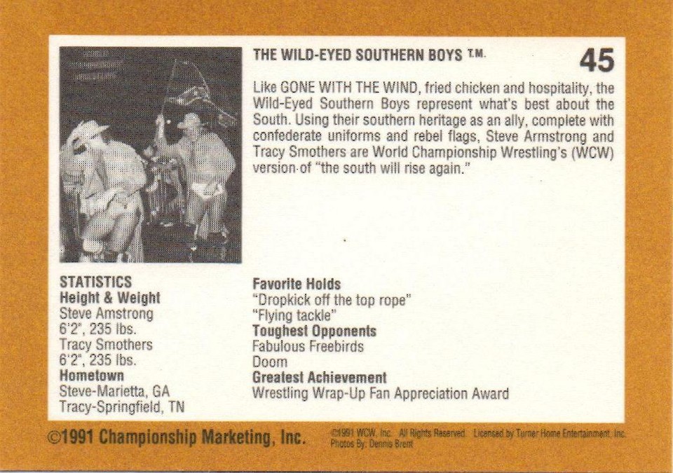 Tom Zenk Z Man Terry Taylor WCW Pro Wrestling Trading Card 1990 WWF WWE ...