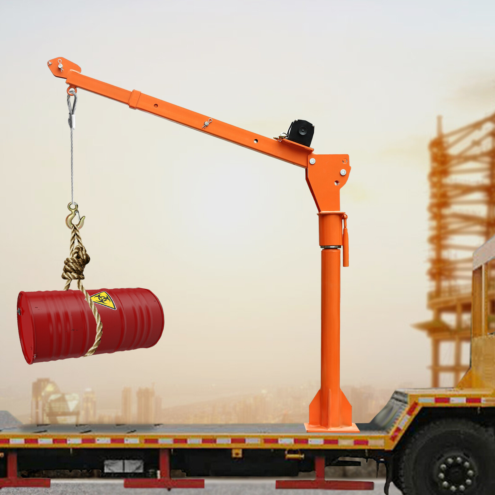 1100LB Truck-Mounted Crane Hoist with 12V Electric Winch Pickup Truck ...