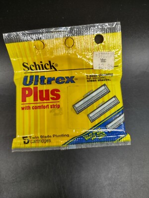 SCHICK ULTREX PLUS Pack of 5 Twin Blade Cartridges - Vintage New Old ...