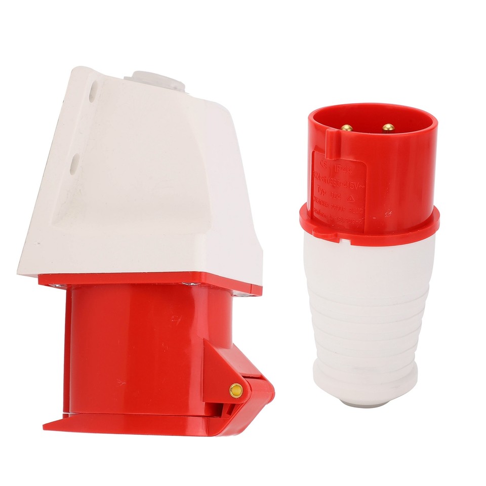 4‑Pin Power Plug 3 Phase Industrial Connector Socket Set Mounted 32A ...