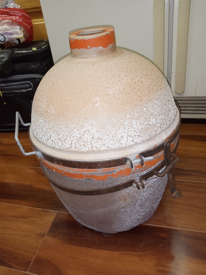 VINTAGE Japanese Kamado Grill Smoker Charcoal BBQ Ceramic Clay Heavy ...