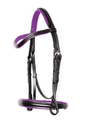 Adams-Tack PURPLE Padded Comfort Crown REGULAR French CAVESSON Bridle ...