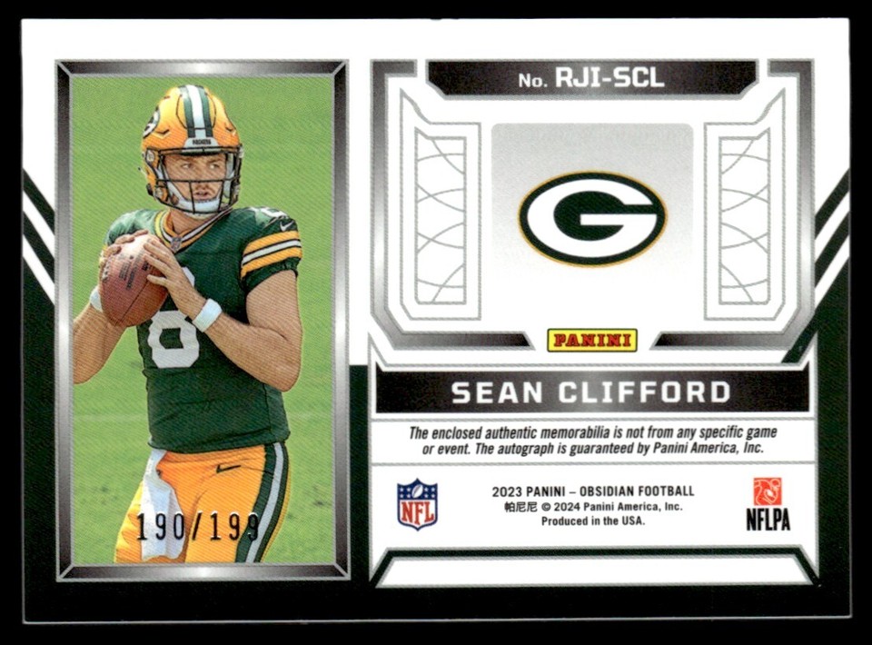 2023 Panini Obsidian Rookie Jersey Ink Sean Clifford Rookie Auto 190/ ...