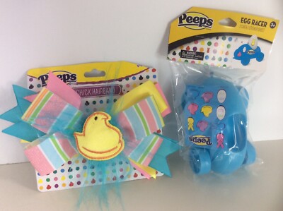 Peeps Easter Egg Racer Car with Sticker Sheet New & Chick Hairband | eBay
