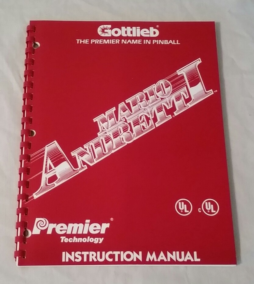 Gottlieb Premier Mario Andretti Pinball Machine Original Manual ...