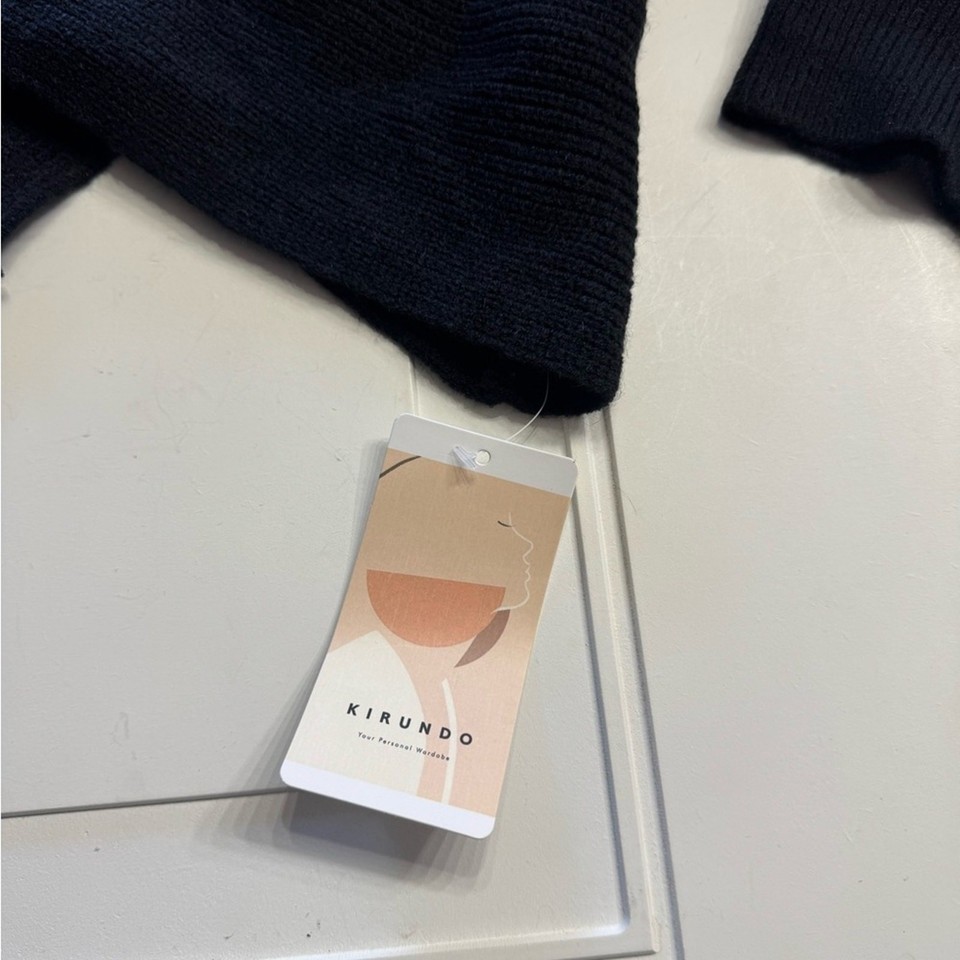 Kirundo NWT Double Criss Cross Black Ribbed Knit Sweater Womens Size XL ...