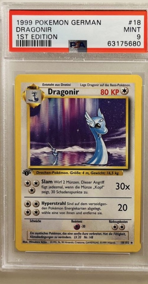 1999 Pokemon german Deutsch Dragonir 18/102 BASIS 1st EDITION PSA 9 | eBay