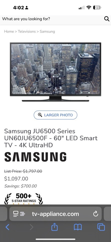 Samsung JU6500 Series UN60JU6500F - 60" LED Smart TV - 4K UltraHD | eBay