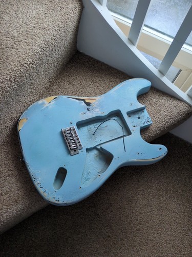 Strat Style ST Relic Guitar Body Worn Aged Light Blue Electric Guitar ...