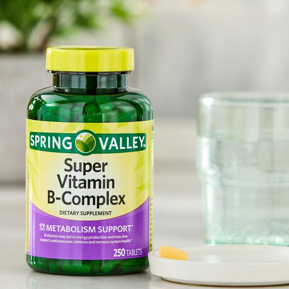 Spring Valley Super Vitamin B-complex Dietary Supplement Tablets 250 ...