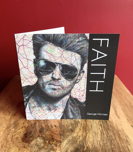 George Michael Wham Birthday Greeting Card. Pen Drawing Over Map. Blank ...