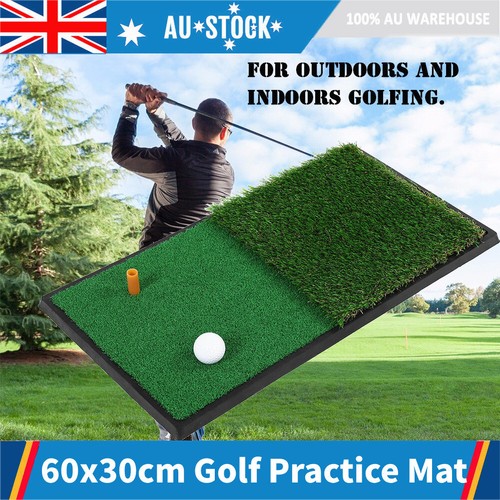 2in1 60x30cm Indoor Outdoor Golf Practice Mat Driving Putting Training ...