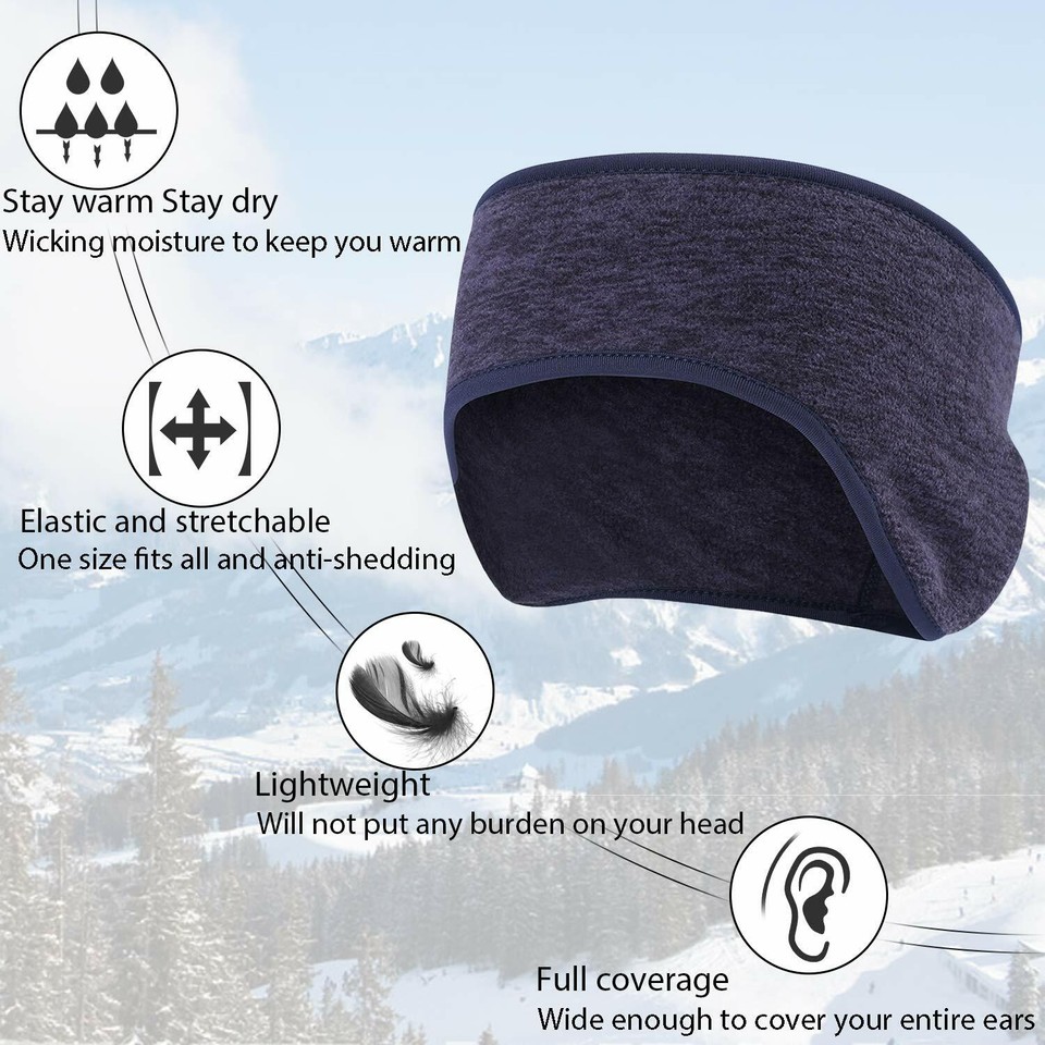 Ear Warmer Headband Winter Fleece Headbands Ear Muffs Warmers for Cold ...
