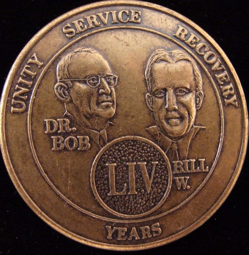 54 Year Alcoholics Anonymous AA Bronze Medallion Coin Token Chip Finish ...