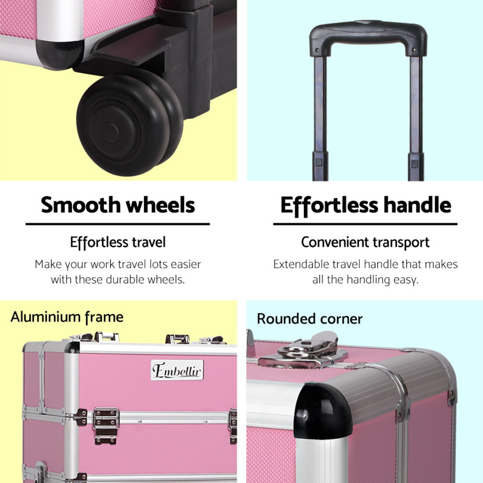 Embellir Makeup Case Beauty Trolley Cosmetic Organiser Travel Box ...