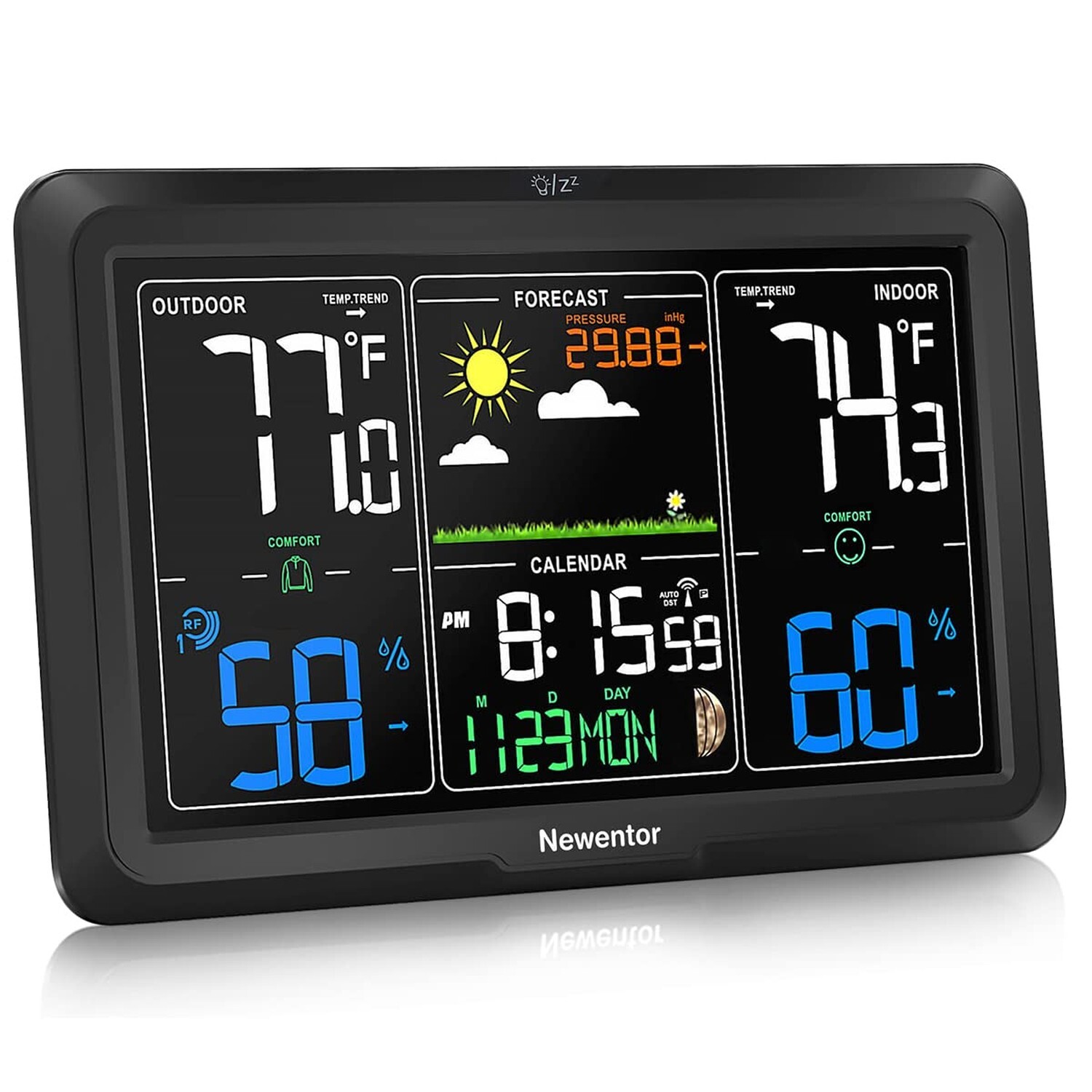 Newentor Weather Station Wireless Indoor Outdoor Thermometer, 7.5in ...