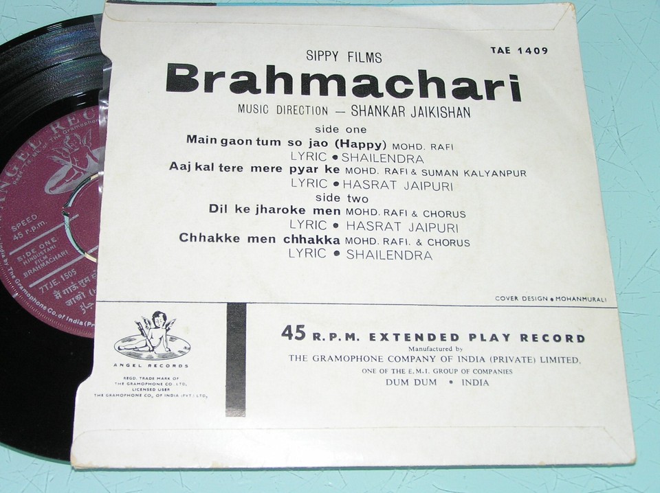 Shankar Jaikish BRAHMACHARI Bollywood OST Rare 1967 45 EP Angel TAE ...