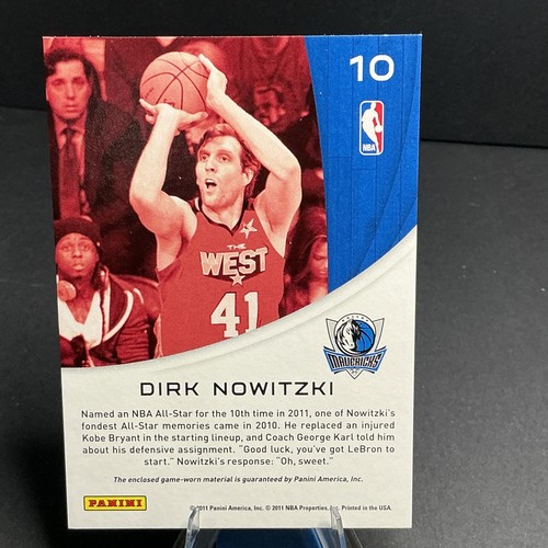 Dirk Nowitzki Game-Worn 2010-11 #10 Panini Season Update All-Stars ...