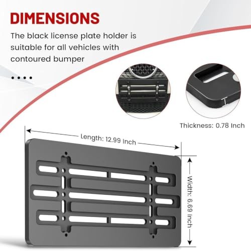 License Plate Bracket Holder, No Drill Vehicle Tag Frame Mount Adapter ...