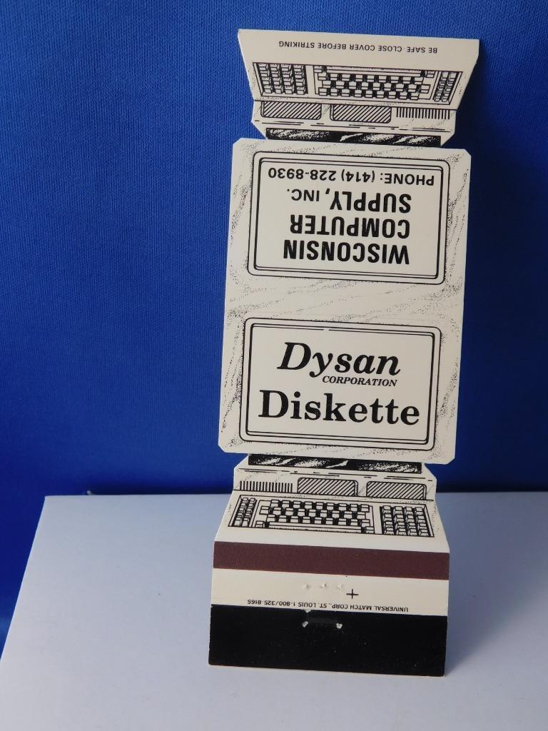 DYSAN DISKETTE WISCONSIN COMPUTER SUPPLYVINTAGE MATCHBOOK ADVERTISING ...