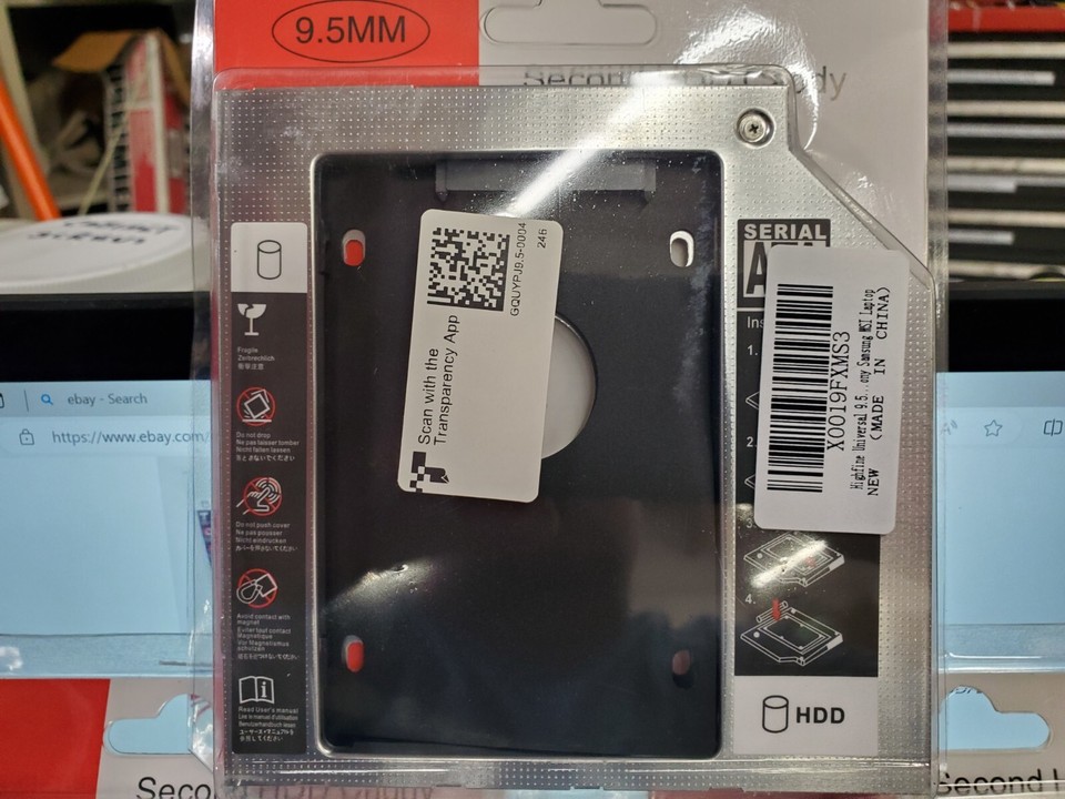 New 9.5mm Universal For SATA 2nd HDD SSD Hard Drive Caddy CD/DVD-ROM ...