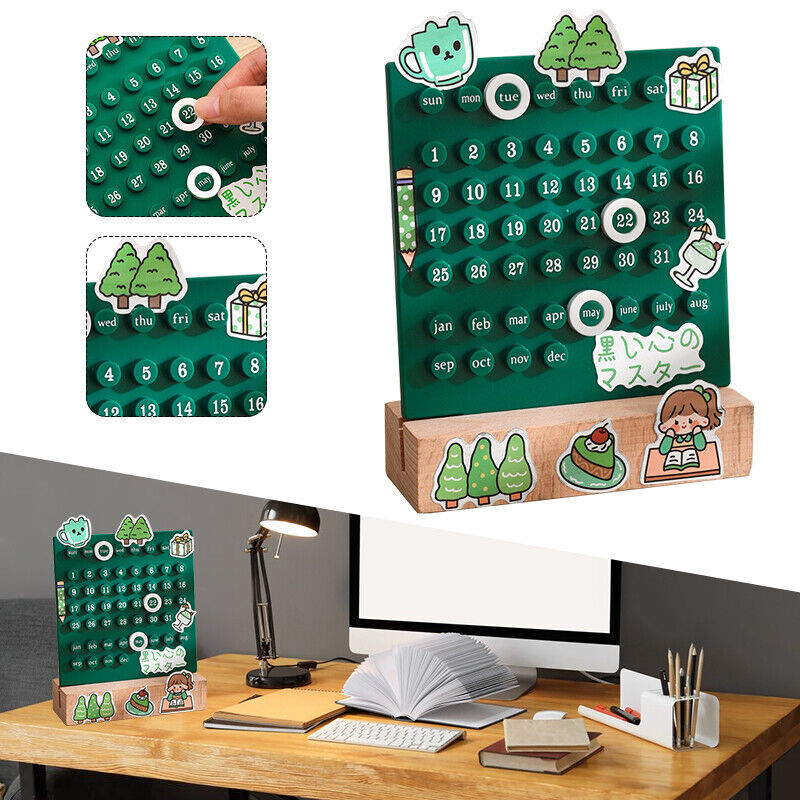 Manual DIY Loop Calendar Cute Perpetual Calendar Reusable Wooden Desk ...